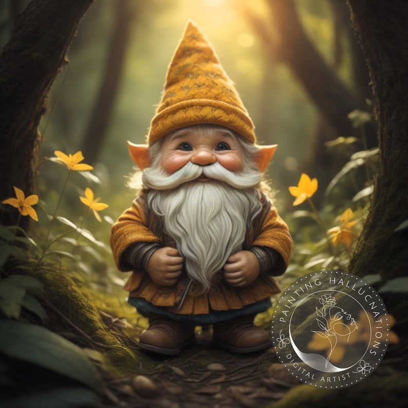 5 PRINTABLE Woodland Garden Gnome, Fantasy Land Garden Gnomes, Posters ...