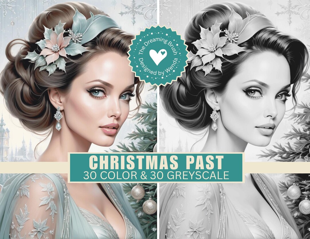 Christmas Adult Greyscale Coloring Book: Jolie Inspired (PDF) - Etsy