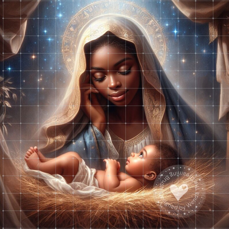 Mary and Baby Jesus Print: Michelangelo Nativity Scene (digital ...