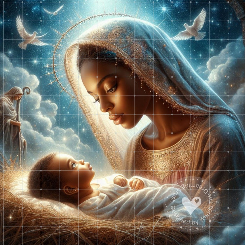 Mary and Baby Jesus Print: Michelangelo Nativity Scene (digital ...