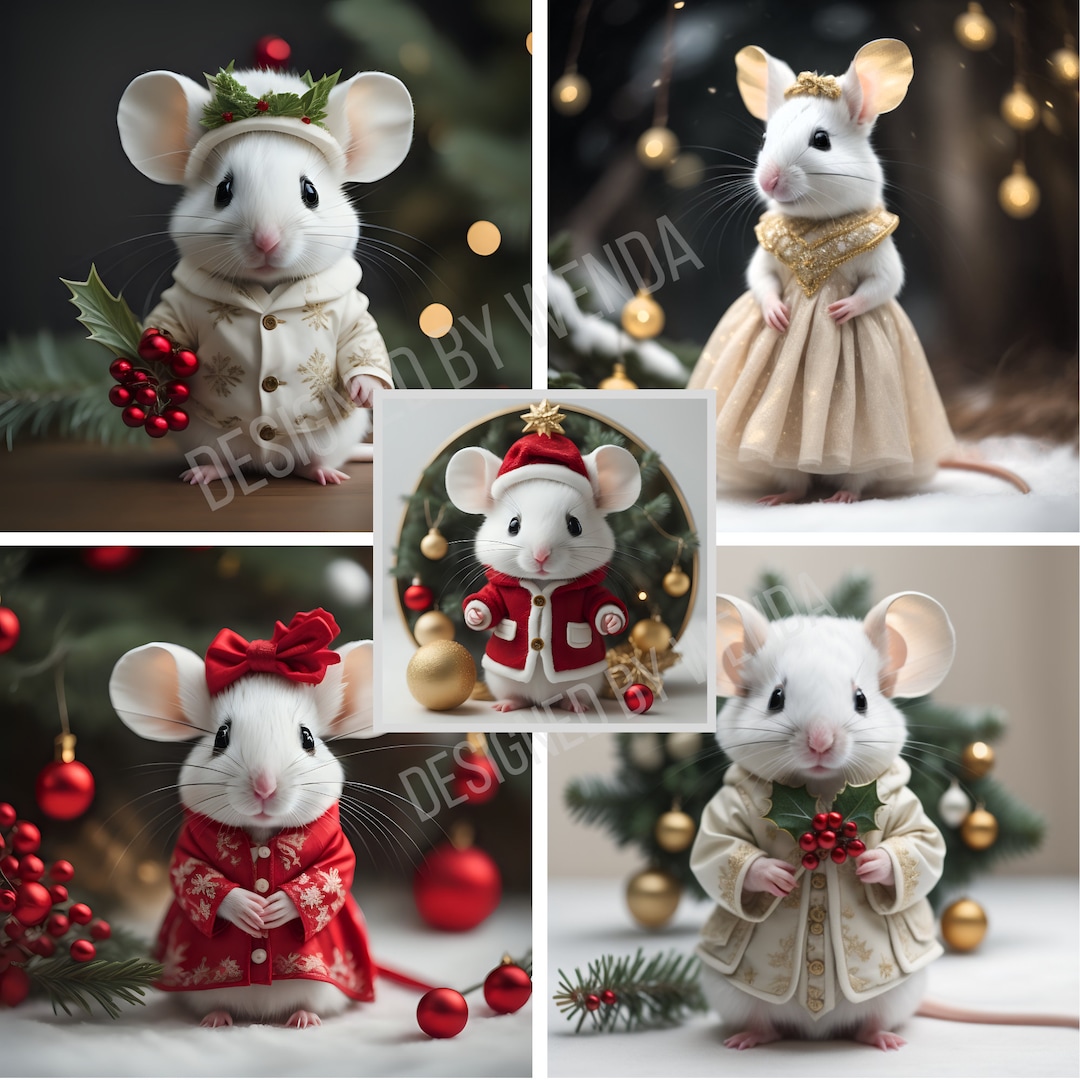 5 PRINTABLE Christmas Mouse Set 4: Digital Download for Cute Mice ...