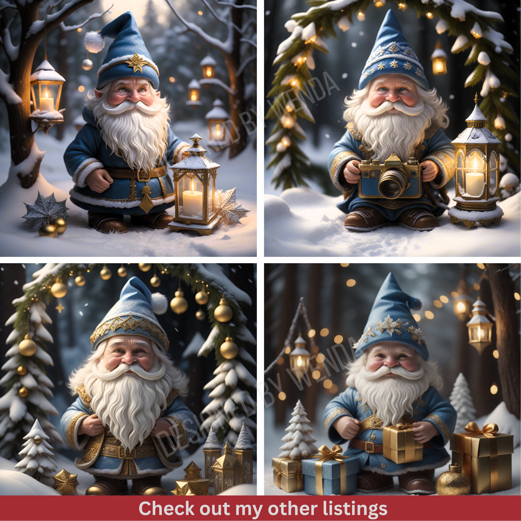 5 PRINTABLE Woodland Garden Gnome, Fantasy Land Garden Gnomes, Poster ...