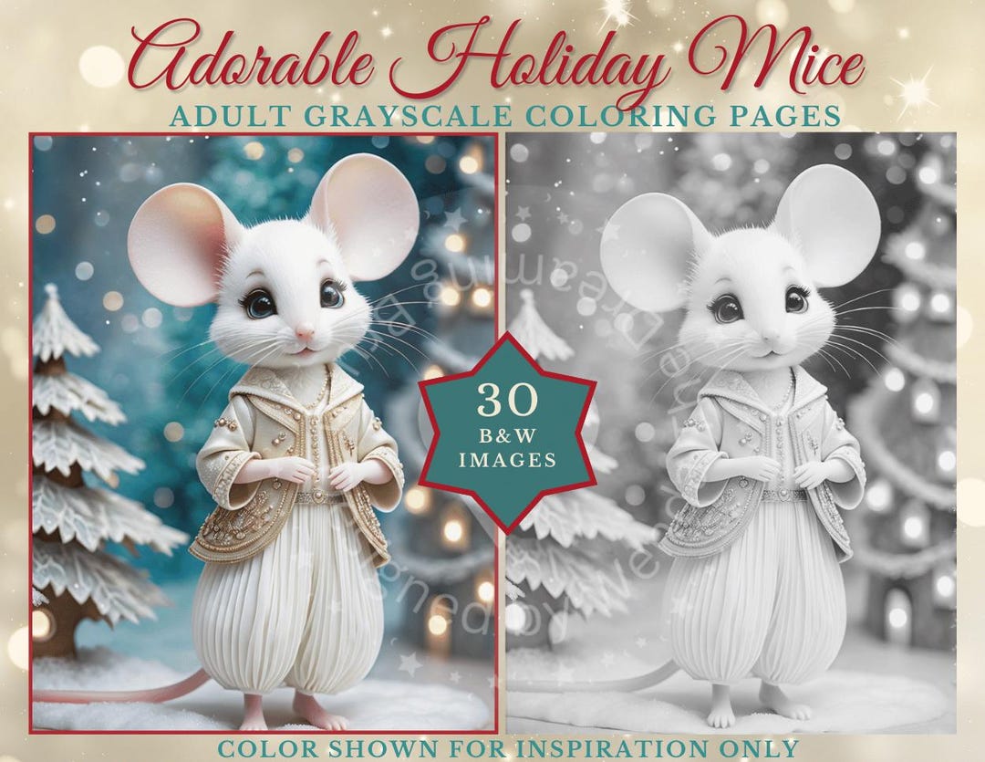 30 Christmas Mouse Adult Coloring Page, City Mouse, Religious Coloring ...
