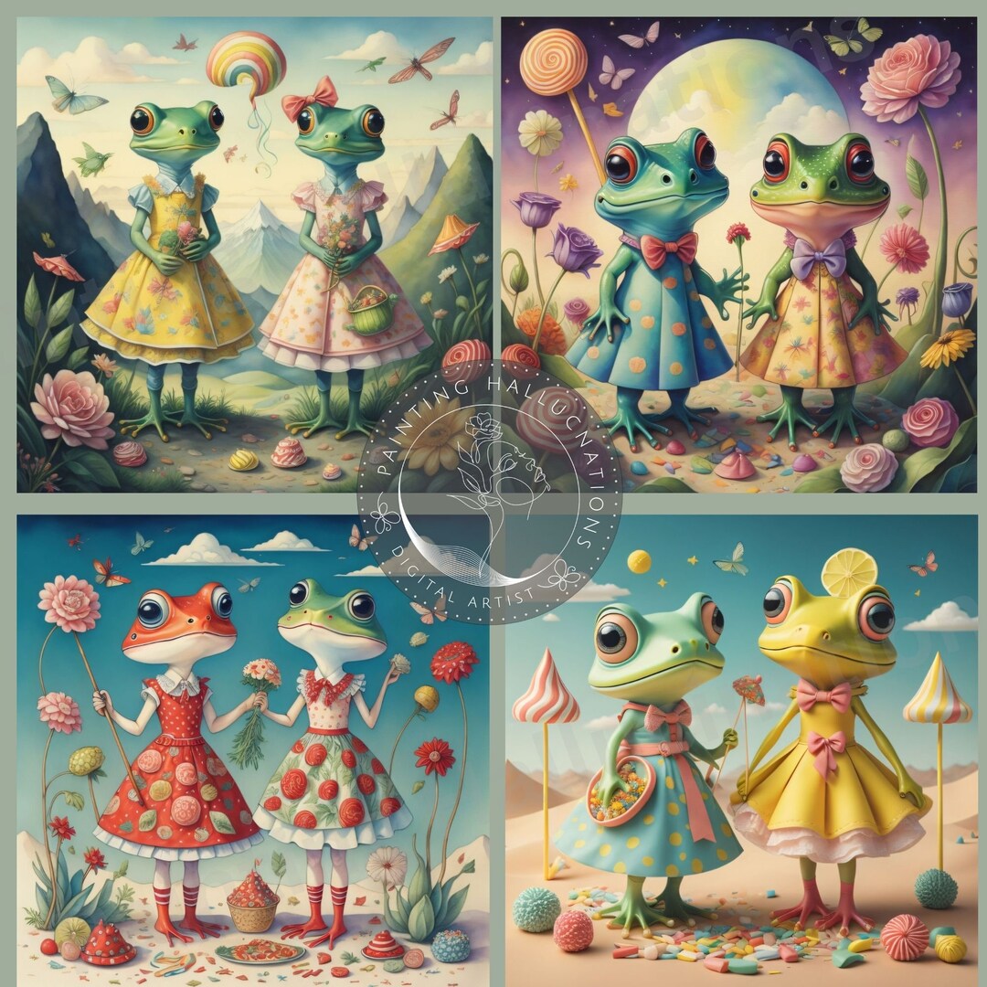 4 PRINTABLE Best Friends Watercolor Party Frogs, Prints for Wall Art ...