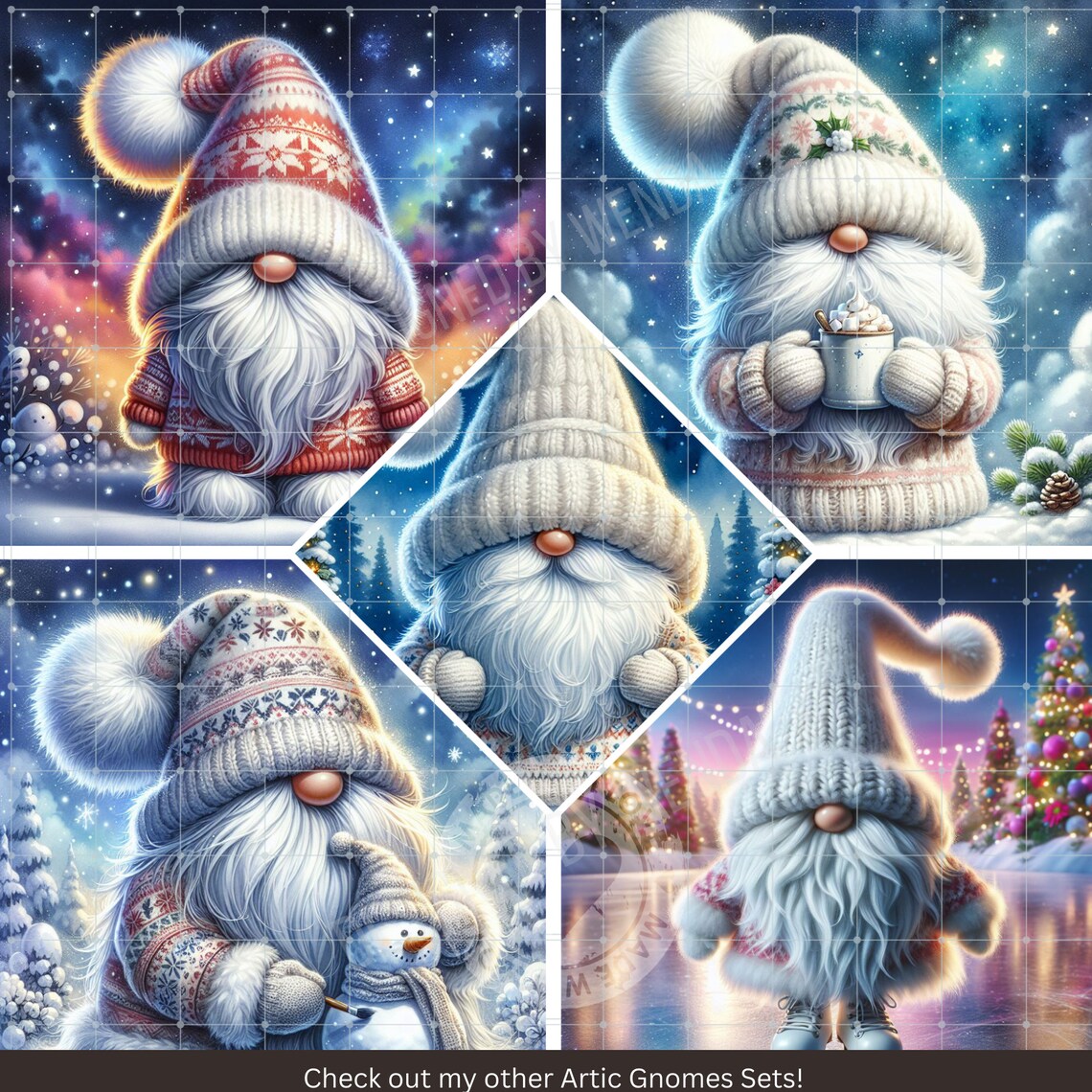 5 PRINTABLE Winter Garden Gnome Download Garden Gnome - Etsy