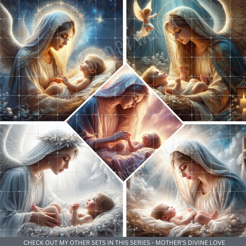 Mary and Baby Jesus Print: Michelangelo Nativity Scene (digital ...