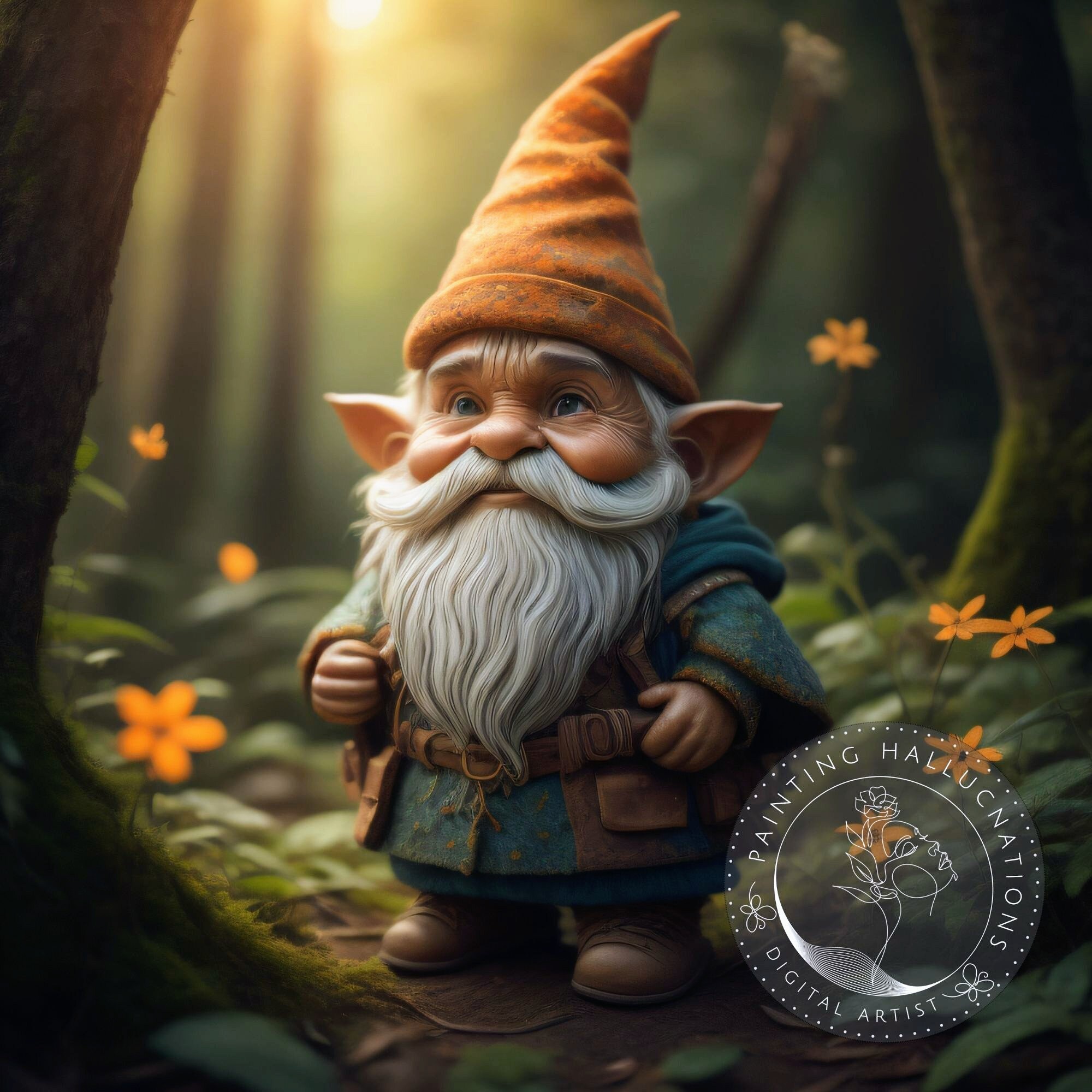 5 PRINTABLE Woodland Garden Gnome, Fantasy Land Garden Gnomes, Poster ...