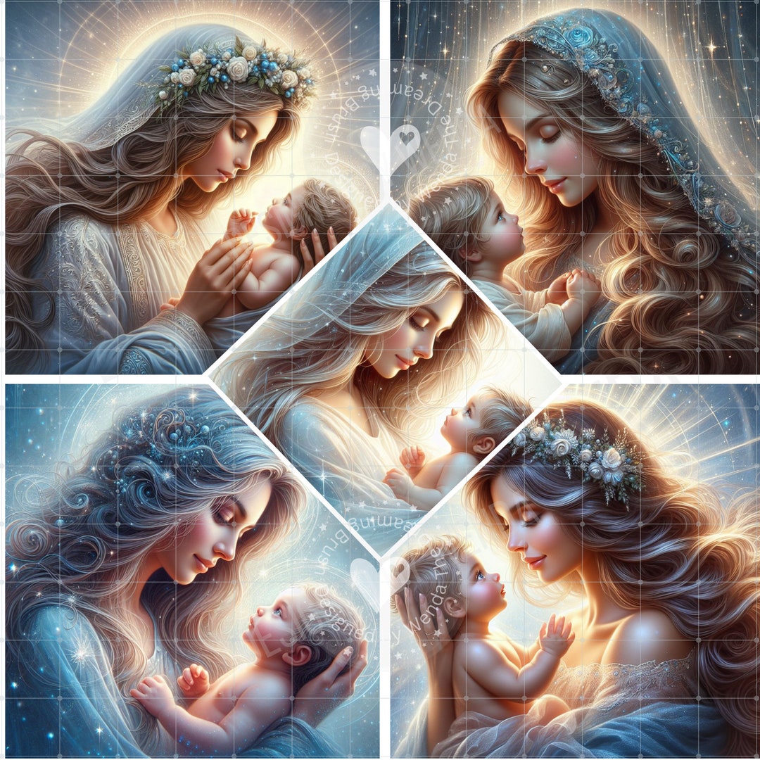 Mary and Baby Jesus Print: Michelangelo Nativity Scene (digital ...