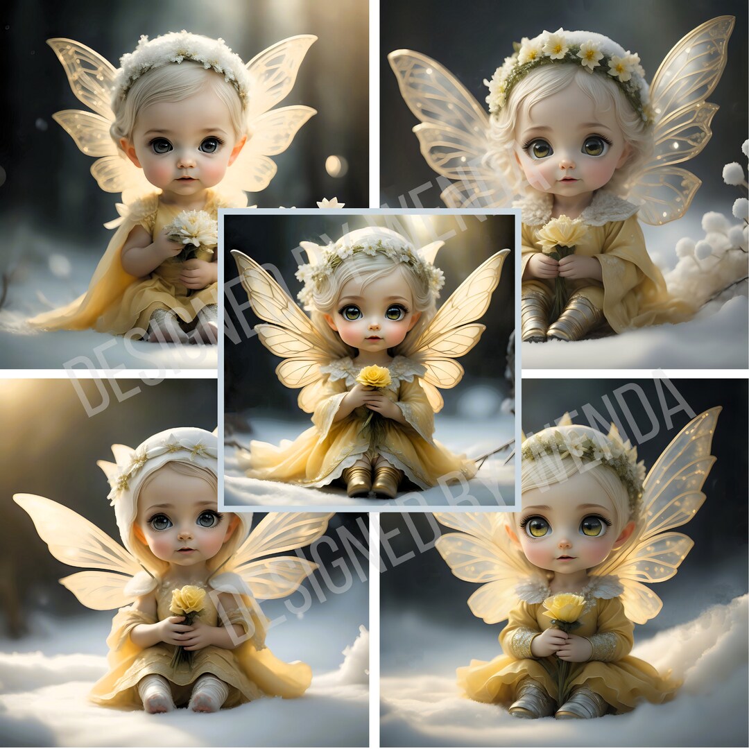 5 Winter's Enchanting Christmas Snow Fairy Designs in Frosty Lemon, a ...