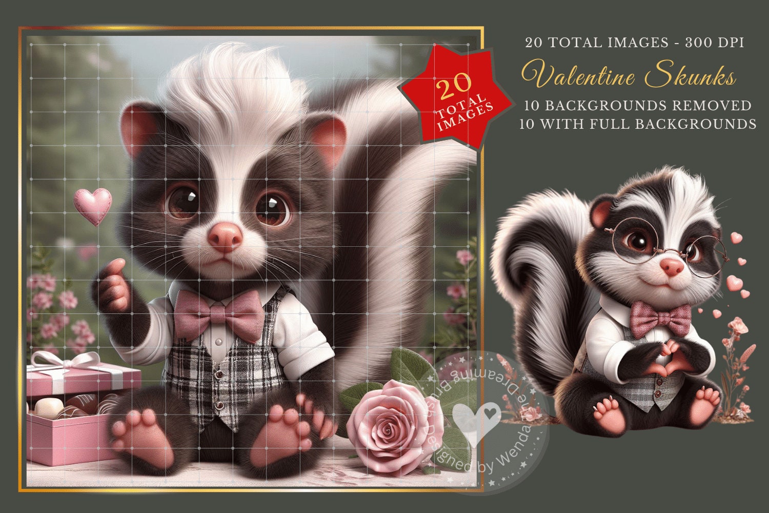 Valentine Skunk Digital Download Prints: 20 Adorable Designs for All ...