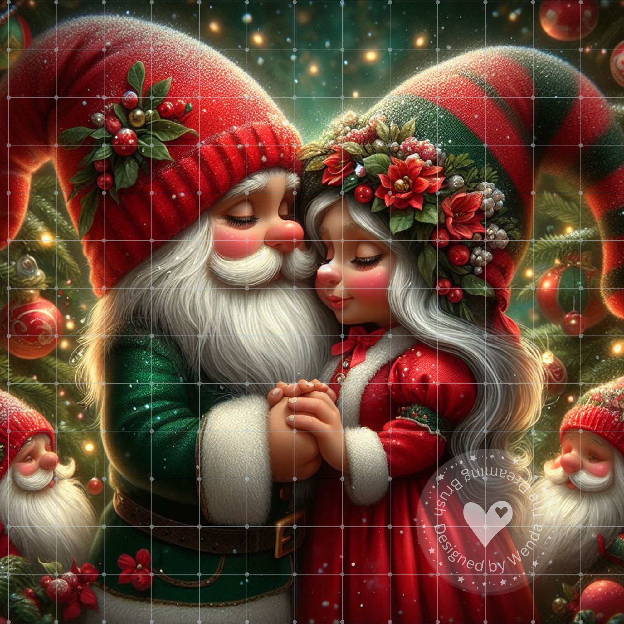 5 Christmas Gnomes Digital Downloads Classic Red & Green Christmas Wall ...