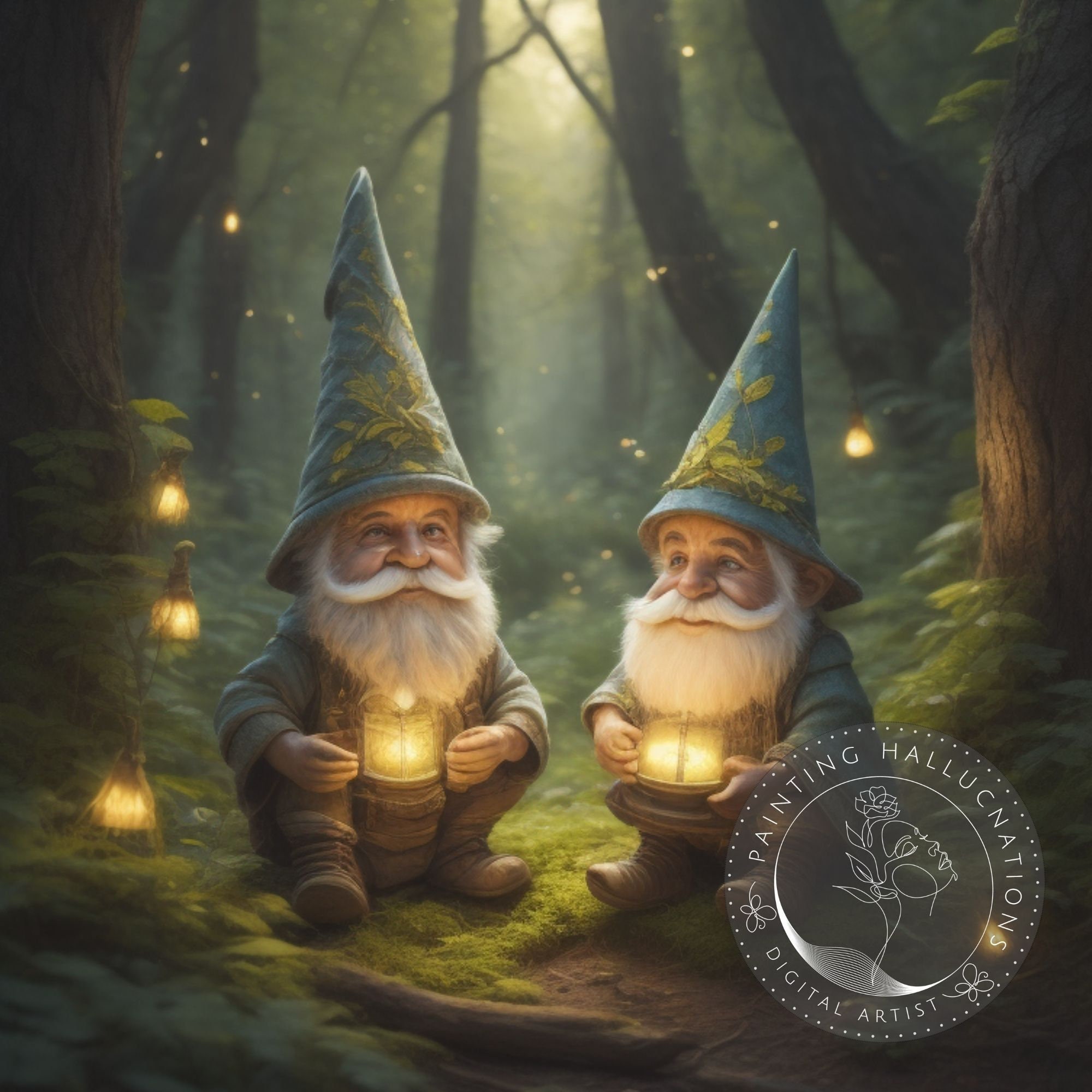 4 PRINTABLE Garden Gnomes Friends, Fantasy Land Garden Gnomes, Posters ...