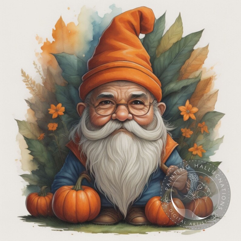 4 PRINTABLE Fall Garden Gnomes, Fantasy Land Garden Gnomes, Posters for ...