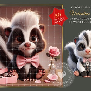 Valentine Skunk Digital Download Prints: 20 Adorable Designs for All ...