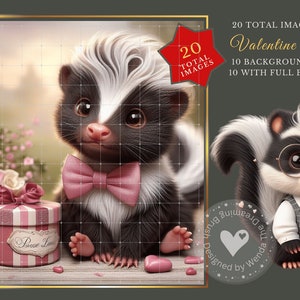 Valentine Skunk Digital Download Prints: 20 Adorable Designs for All ...