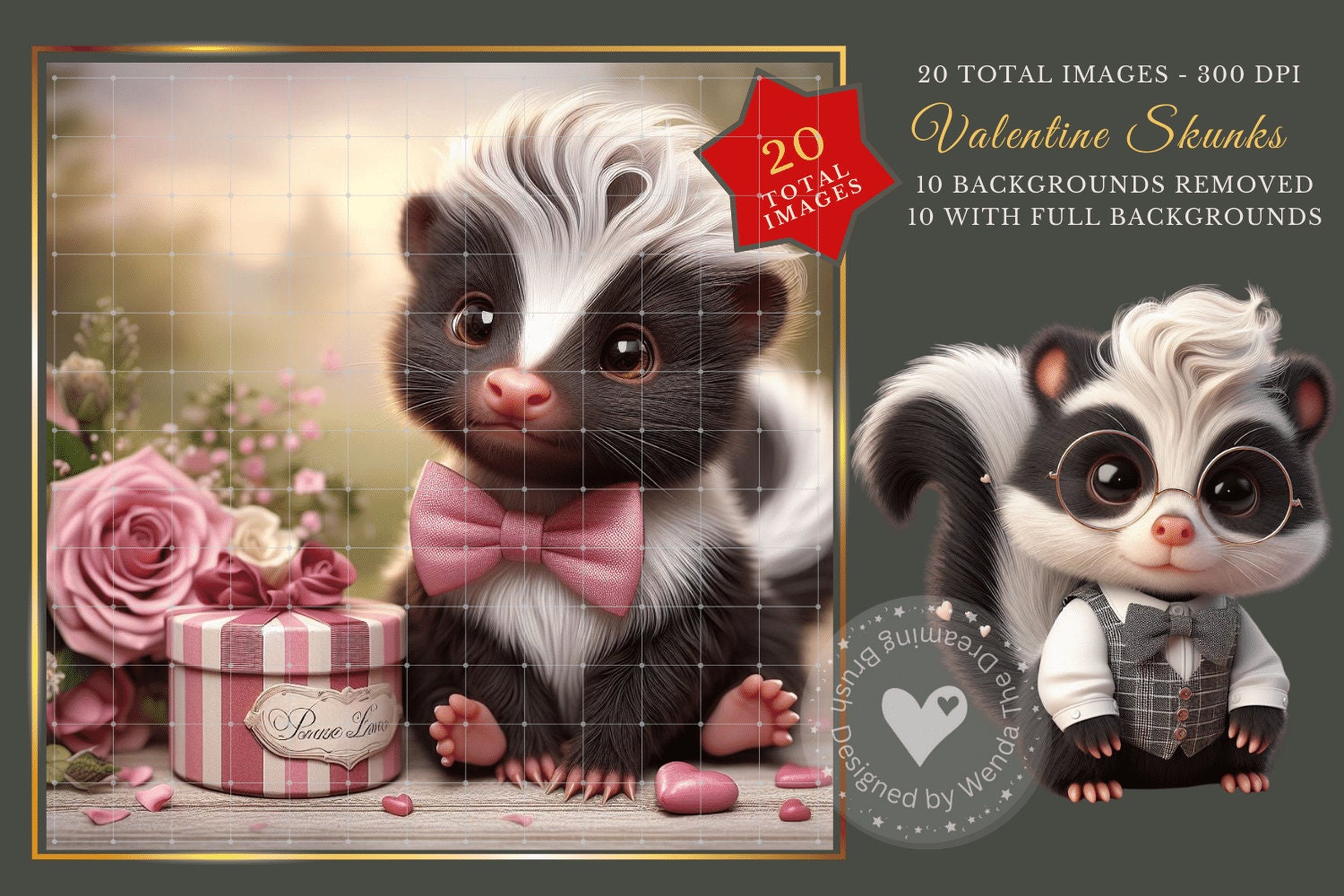 Valentine Skunk Digital Download Prints: 20 Adorable Designs for All ...
