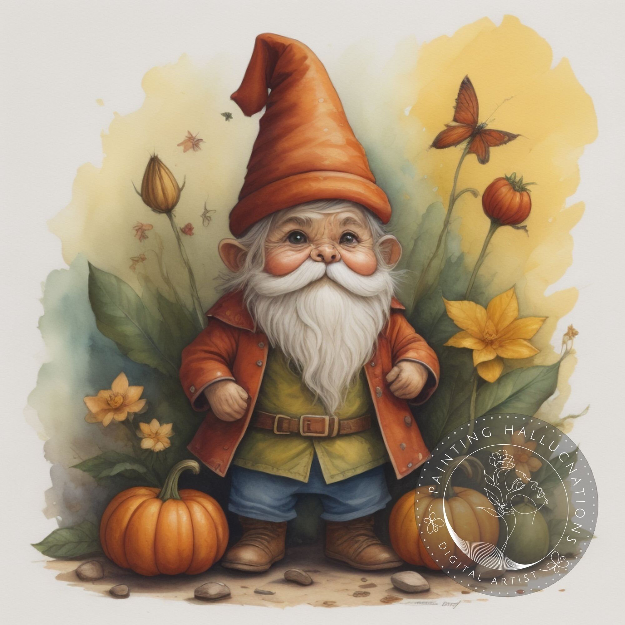 4 PRINTABLE Fall Garden Gnomes, Fantasy Land Garden Gnomes, Posters for ...