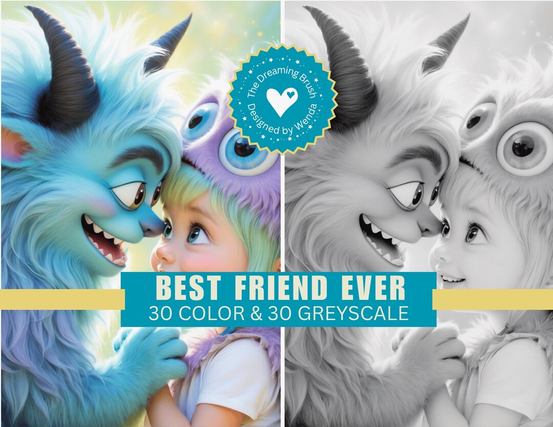 Monster & Friend Coloring Pages – Kids Room Wall Art (digital Download ...