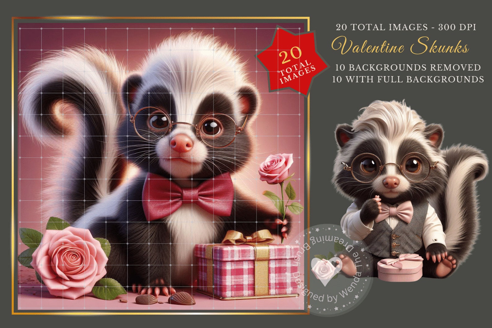 Valentine Skunk Digital Download Prints: 20 Adorable Designs for All ...