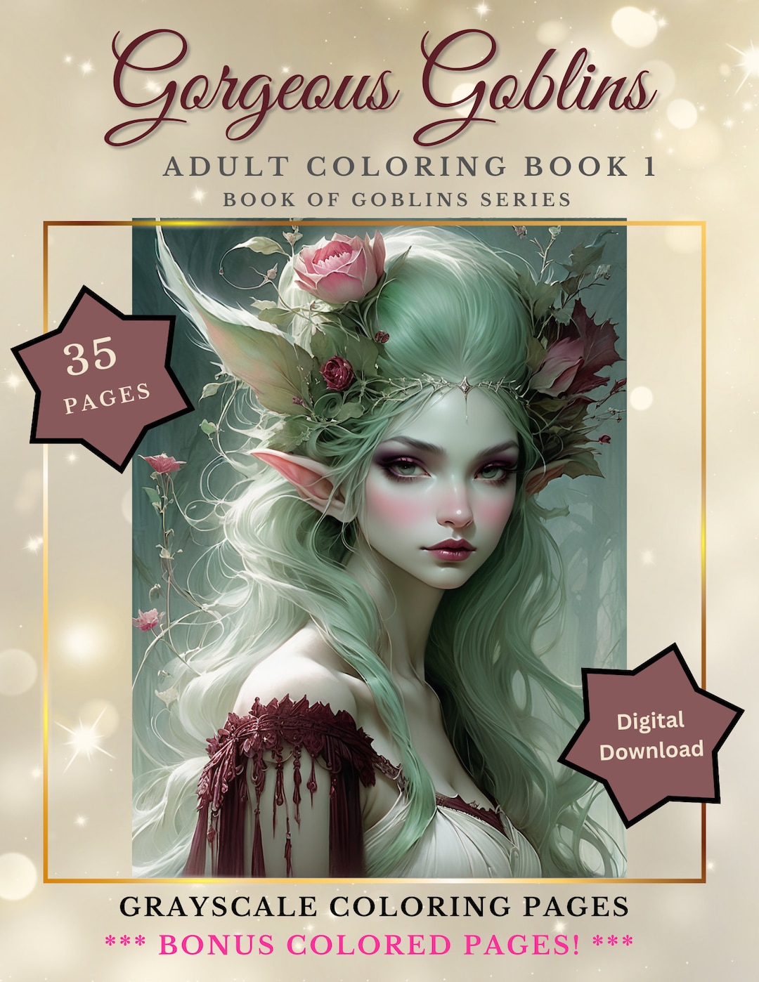 30 Gorgeous Goblins Ogres Coloring Pages, Fairies Coloring Book, Gnome, Witch, Elf, Fantasy ...