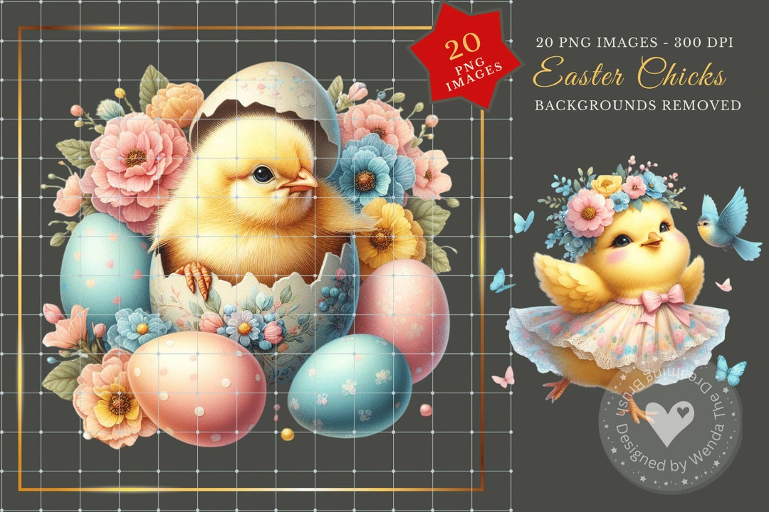 20 Easter Yellow Chicks Faberge Easter Egg Clipart Digital Download ...
