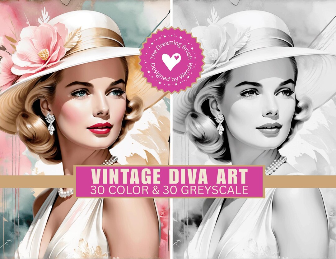 Grace Vintage Diva Flower Art Print: 1920s Style Poster Old, Hollywood ...