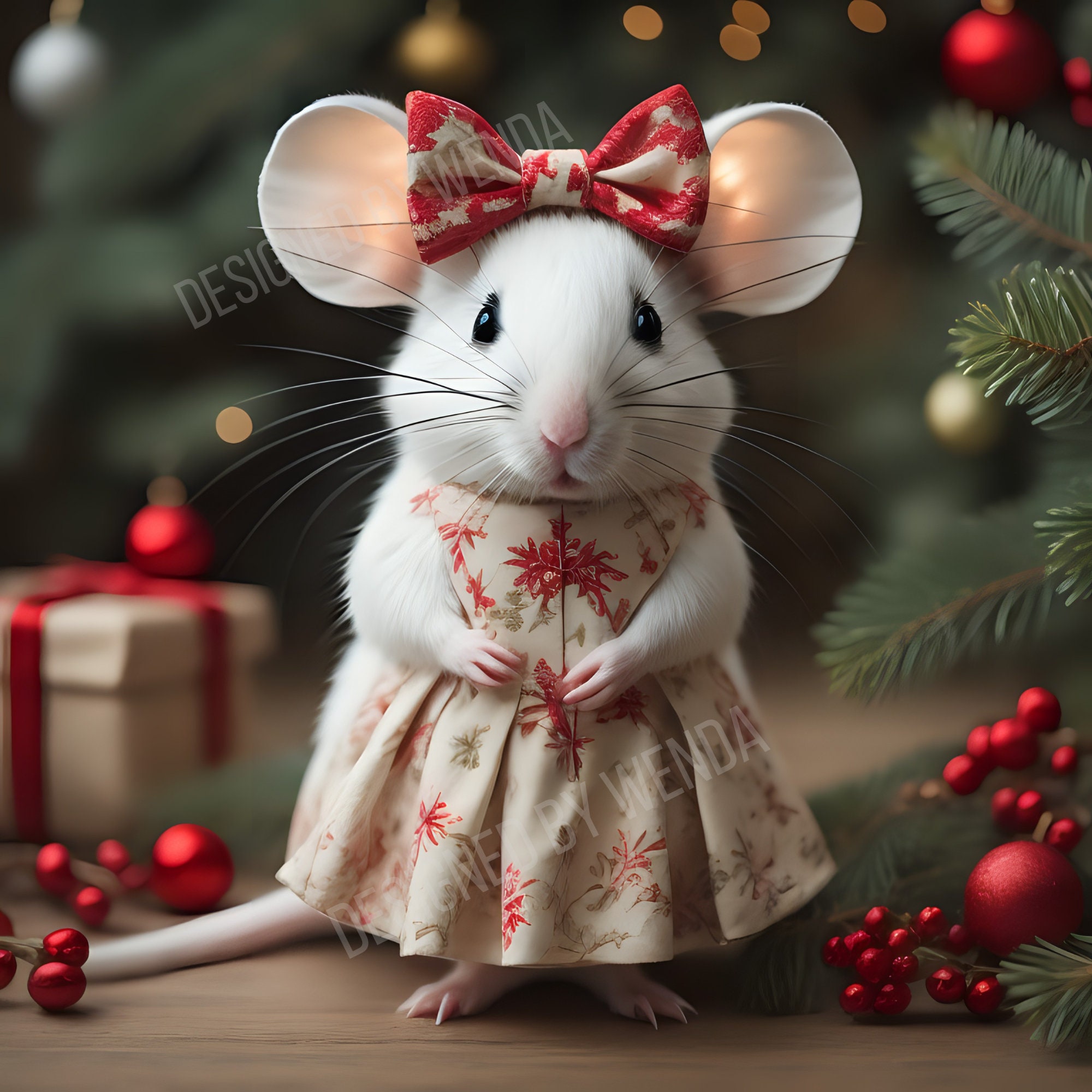 5 PRINTABLE Christmas Mouse Set 3: Digital Download for Cute Mice ...