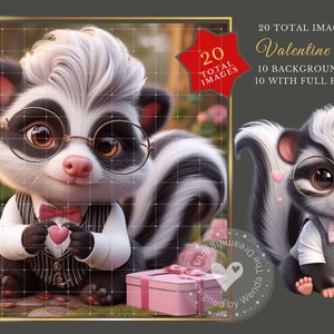 Valentine Skunk Digital Download Prints: 20 Adorable Designs for All ...