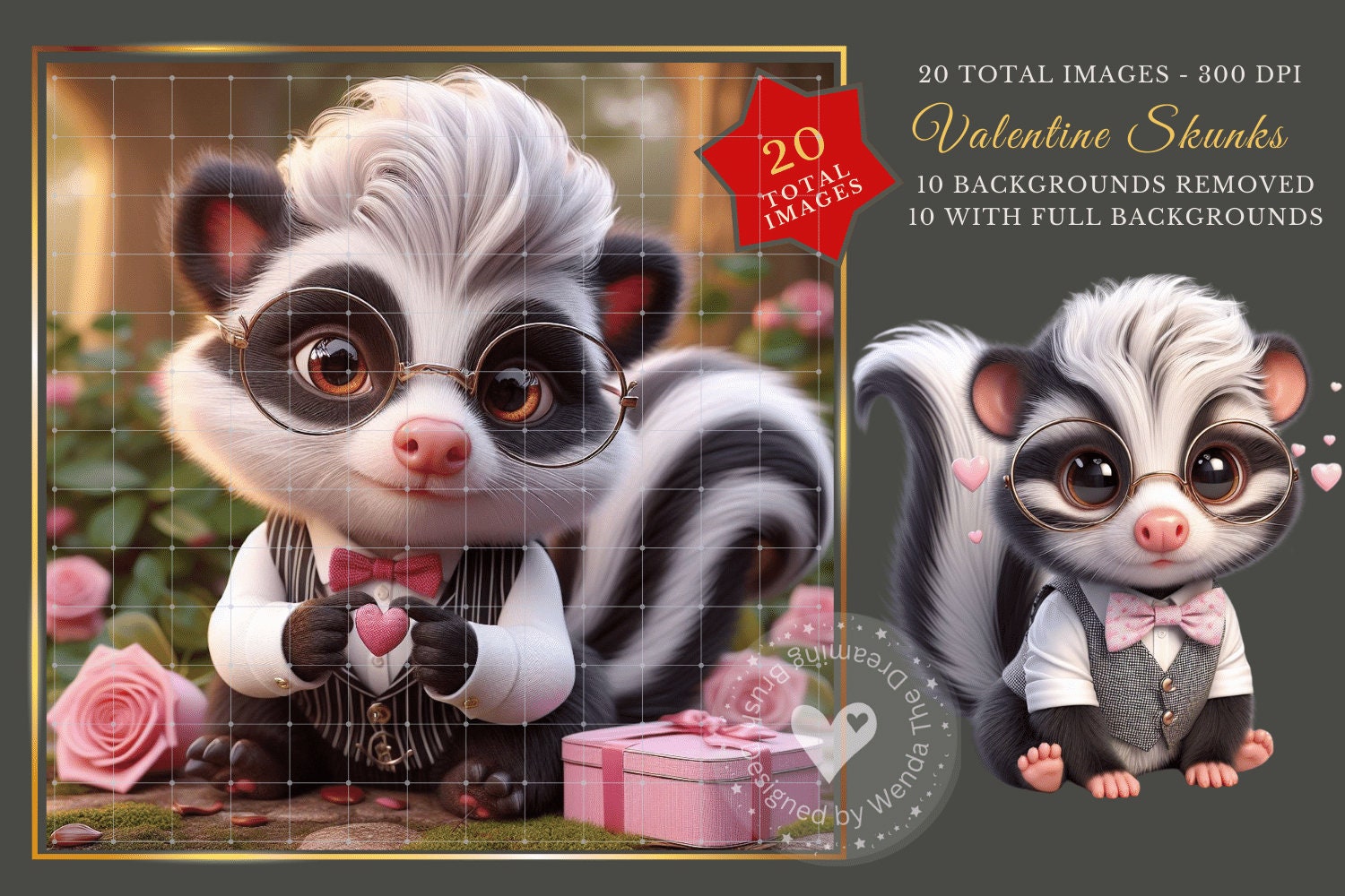 Valentine Skunk Digital Download Prints: 20 Adorable Designs for All ...