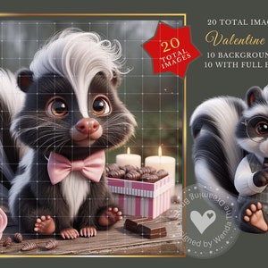 Valentine Skunk Digital Download Prints: 20 Adorable Designs for All ...