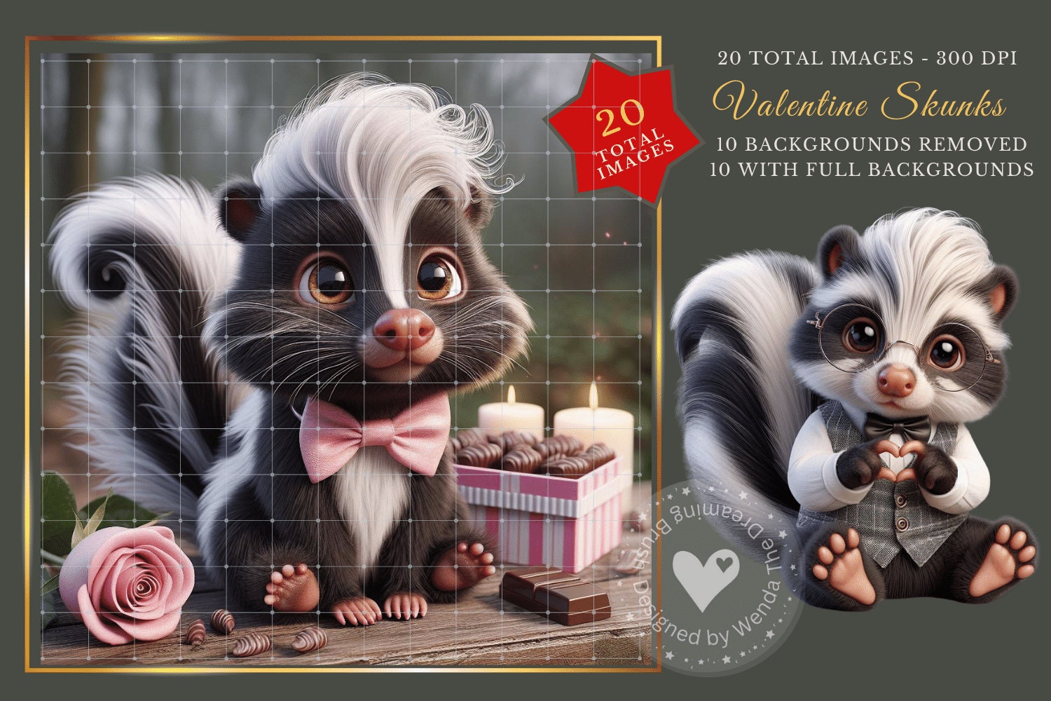Valentine Skunk Digital Download Prints: 20 Adorable Designs for All ...