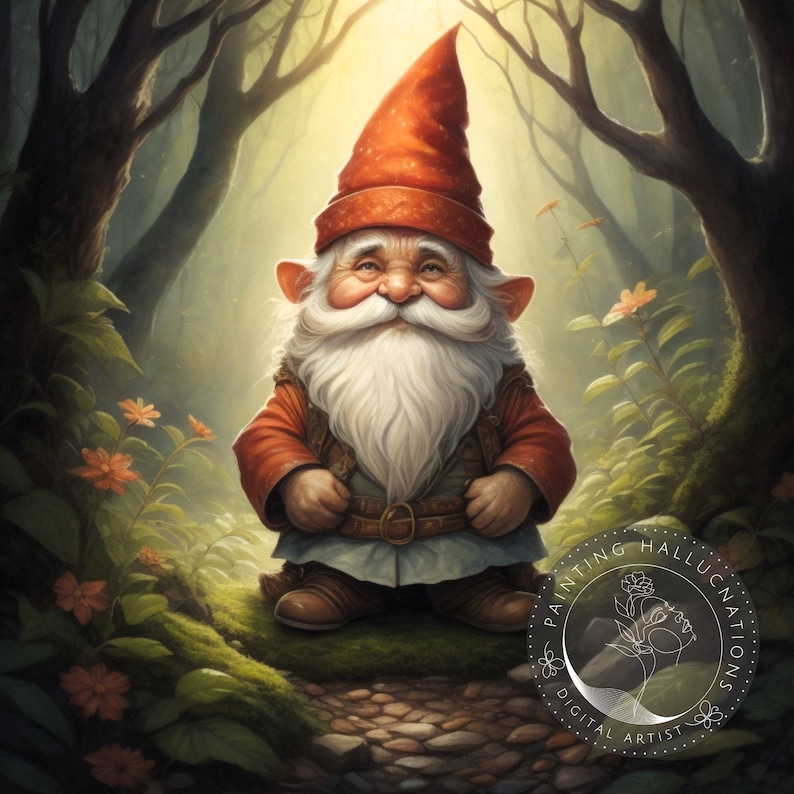 5 PRINTABLE Woodland Garden Gnome, Fantasy Land Garden Gnomes, Posters ...