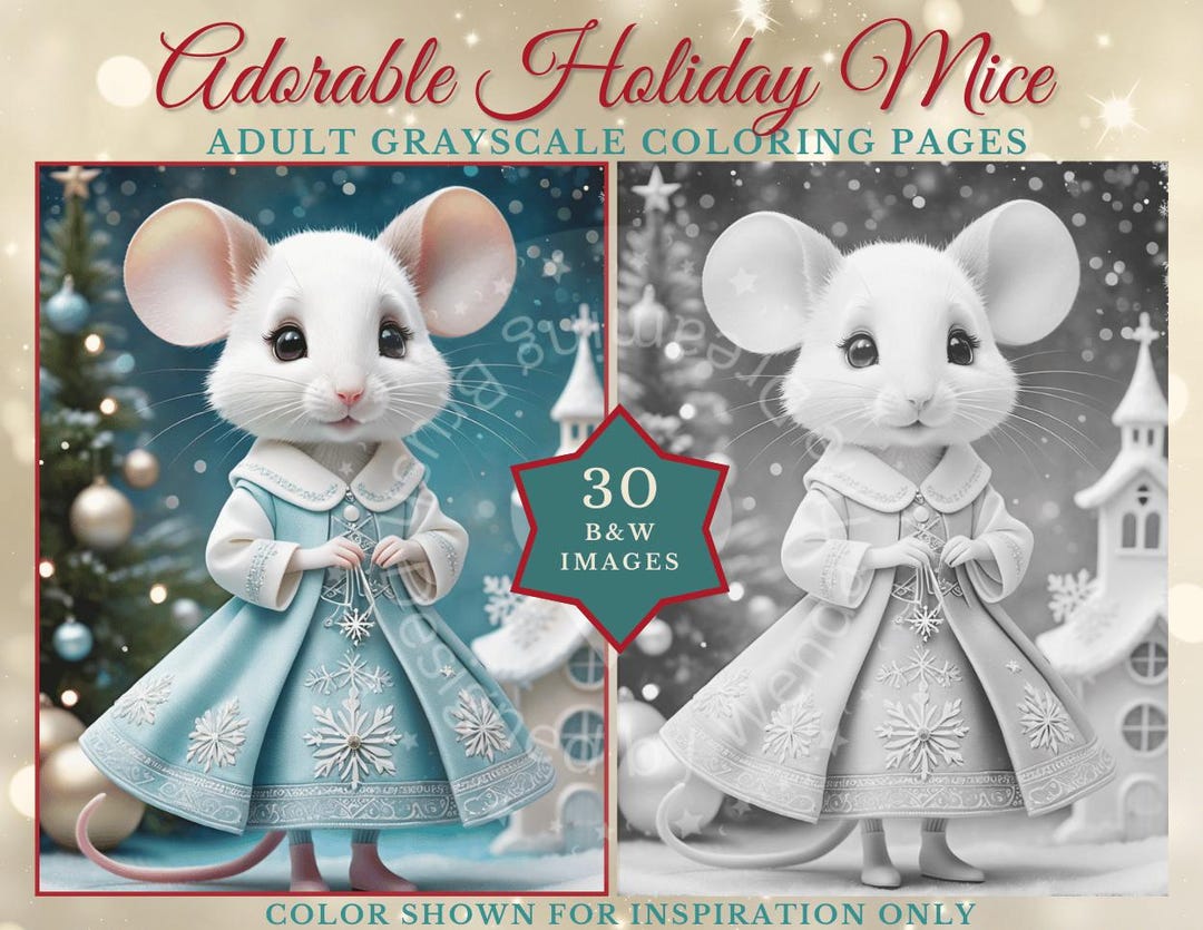30 Christmas Mouse Adult Coloring Page, City Mouse, Religious Coloring ...