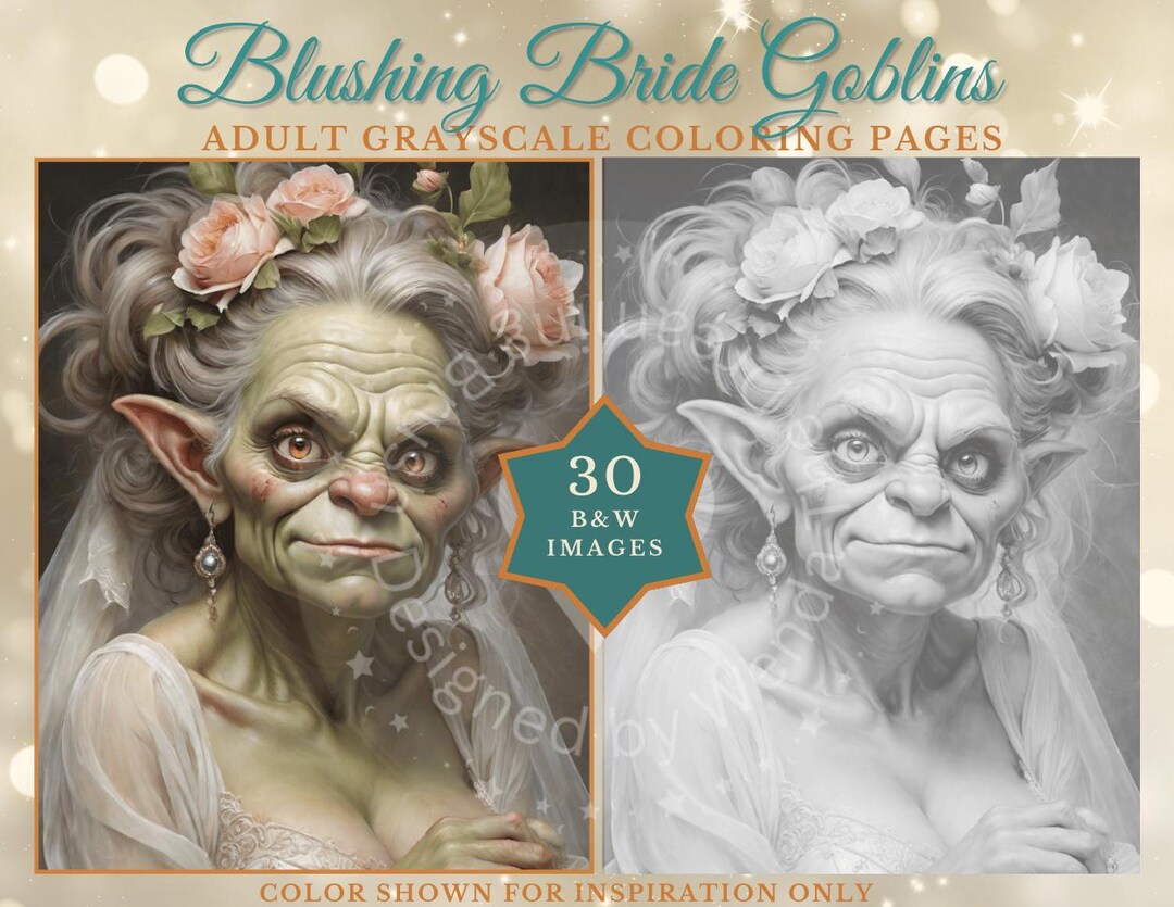 30 Bride Goblins Ogres Coloring Pages, Fairies Coloring Book, Gnome ...