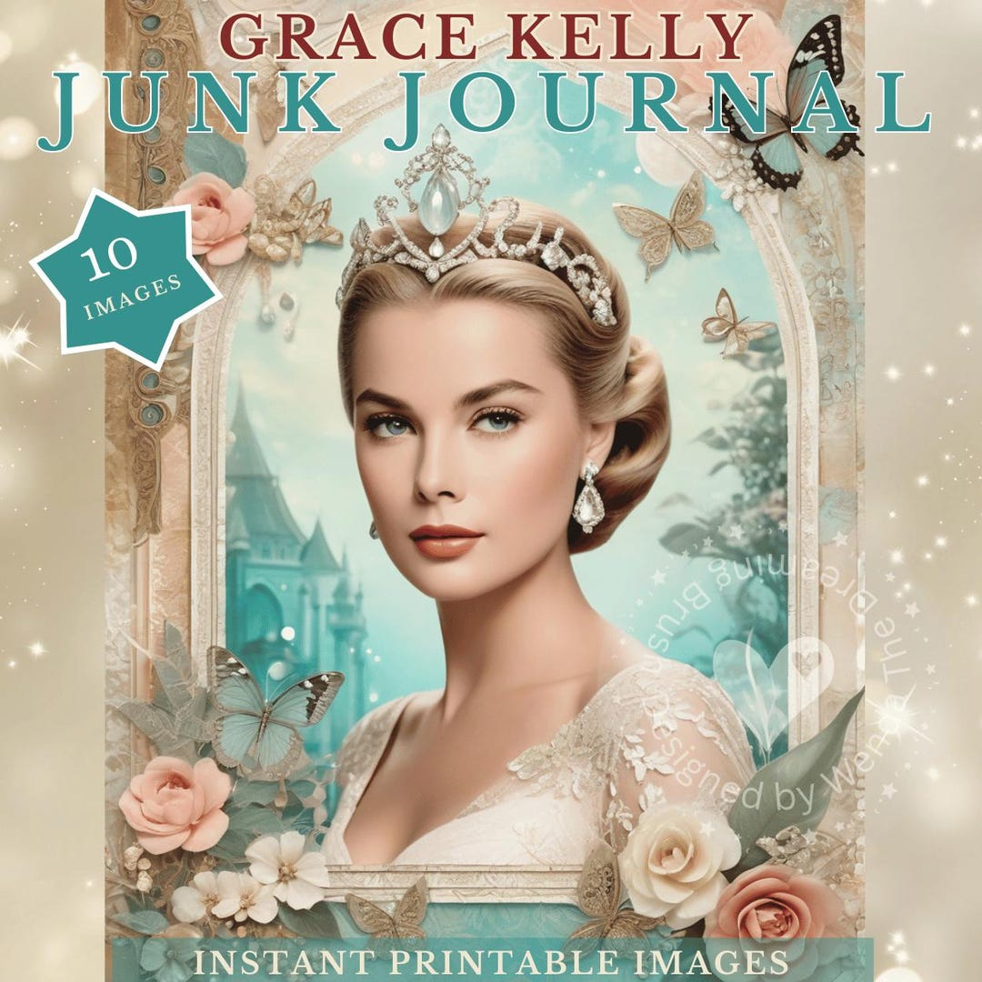 10 Grace Kelly Junk Journal Papers, WALL ART, Digital Scrapbook, Junk ...