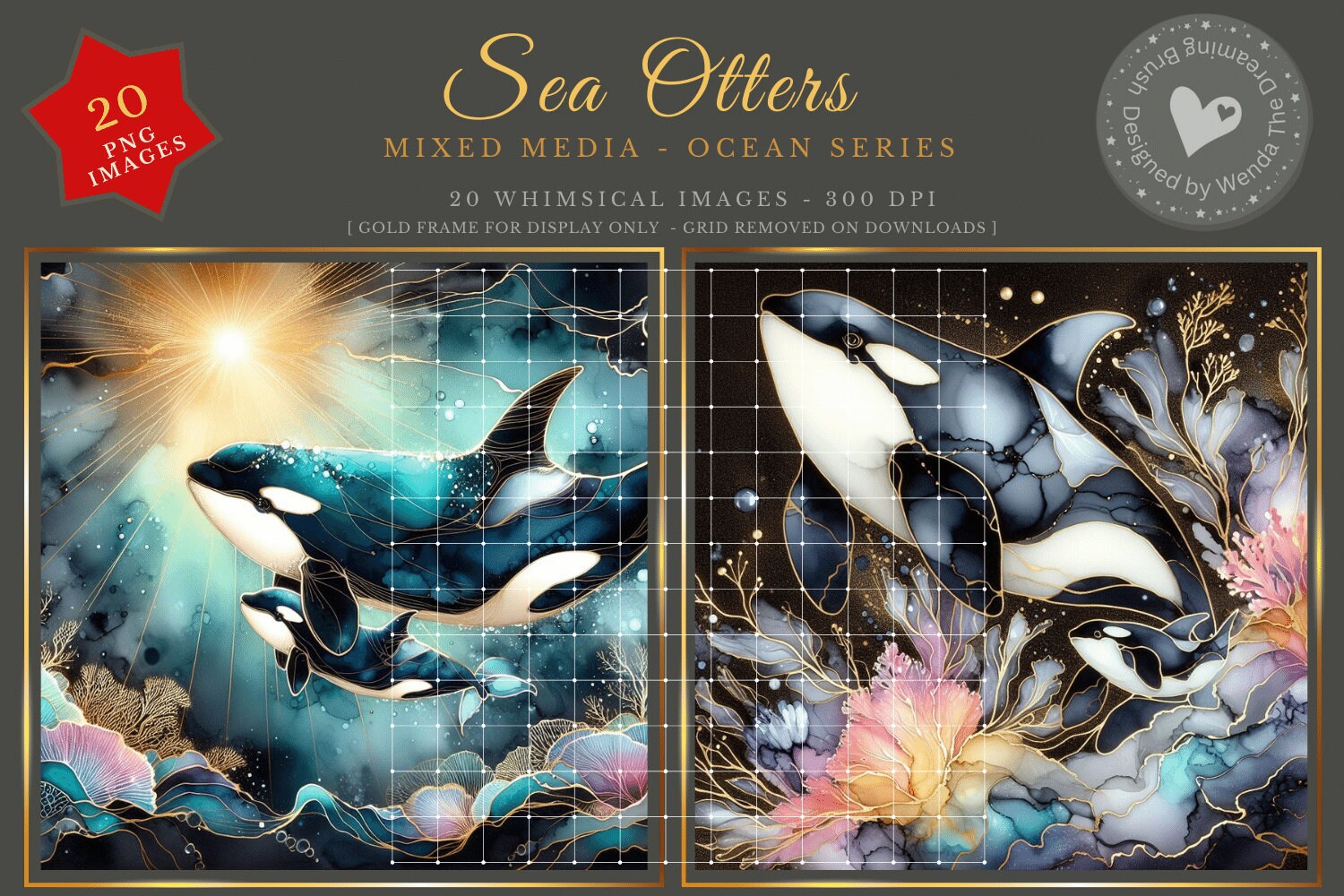 20 Orcas Mom and Baby Watercolor Instant Digital Download Prints With ...