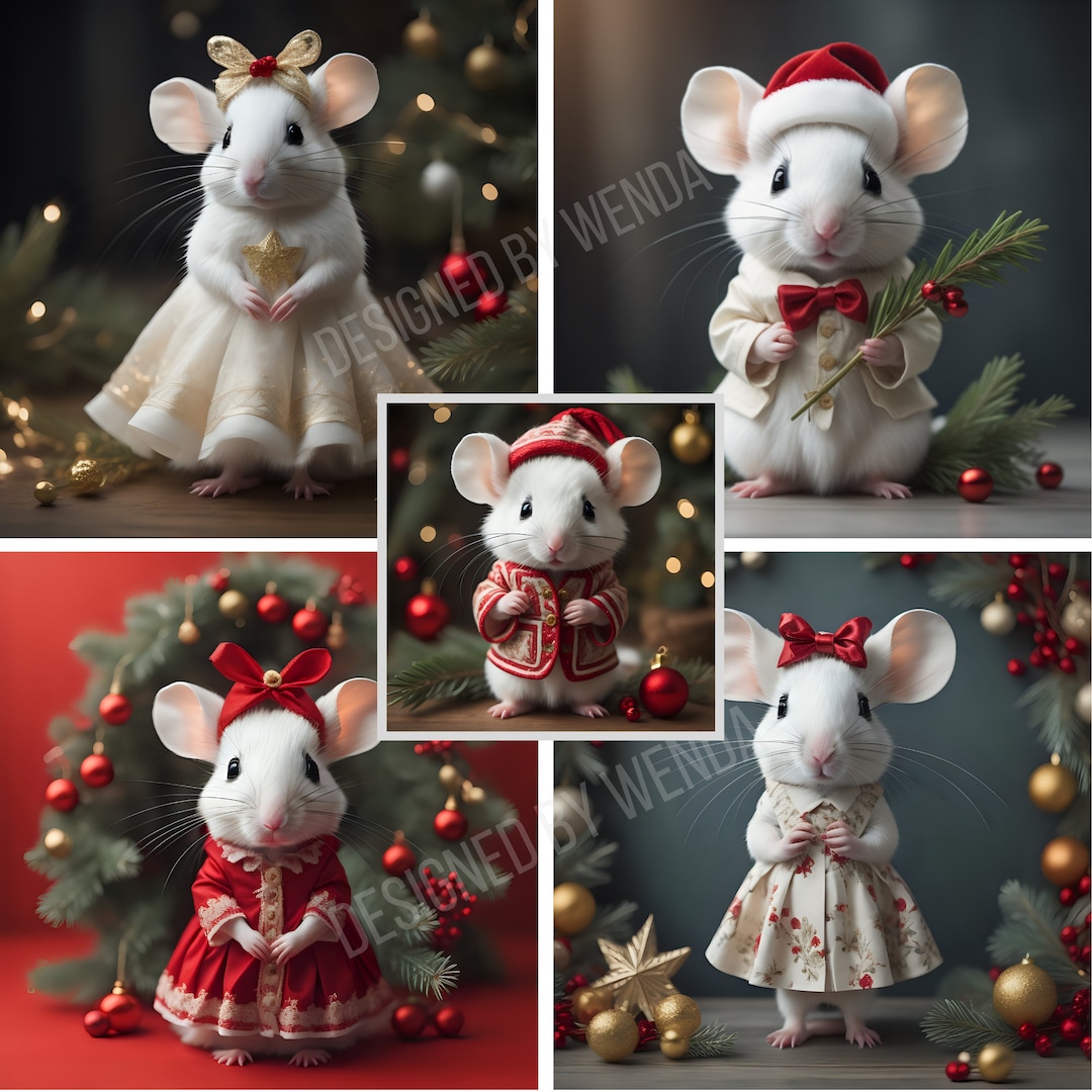 5 PRINTABLE Christmas Mouse Set 2: Digital Download for Cute Mice ...