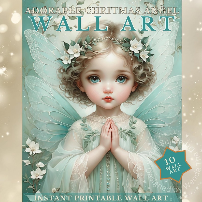 Vintage Christmas Angel Wall Art: Rustic Holiday Prints (PDF) - Etsy