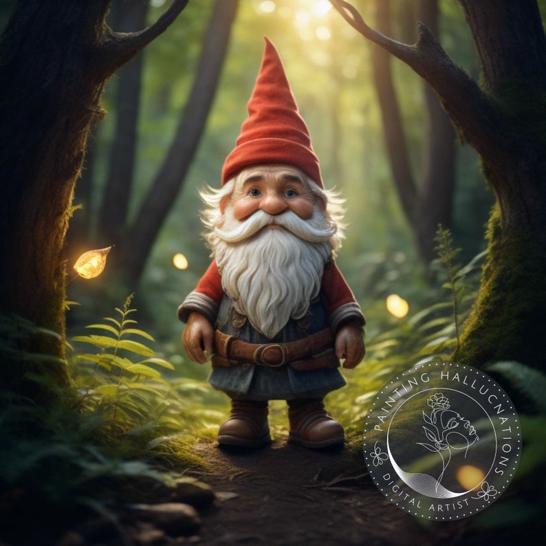 5 PRINTABLE Woodland Garden Gnome, Fantasy Land Garden Gnomes, Poster ...