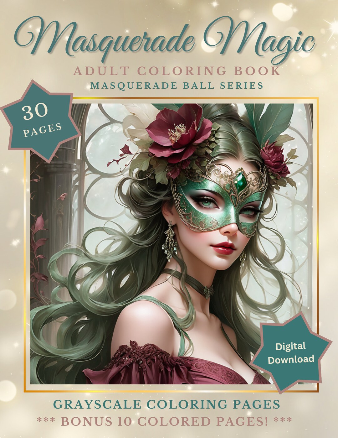 Masquerade Ball Grayscale Coloring Book: Fairies, Witches, Gnomes (PDF ...