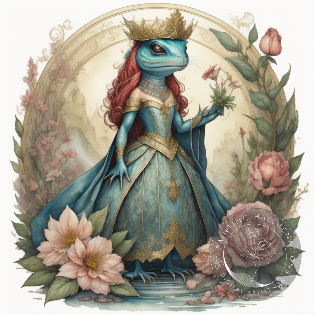 4 PRINTABLE Fantasy Land Princess Lizards Prints for Wall - Etsy