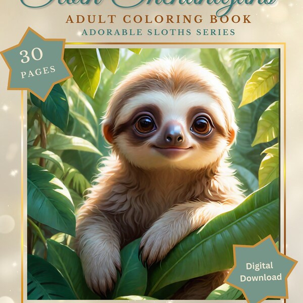 Sloth Coloring Book - Etsy