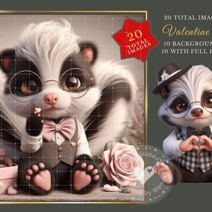 Valentine Skunk Digital Download Prints: 20 Adorable Designs for All ...