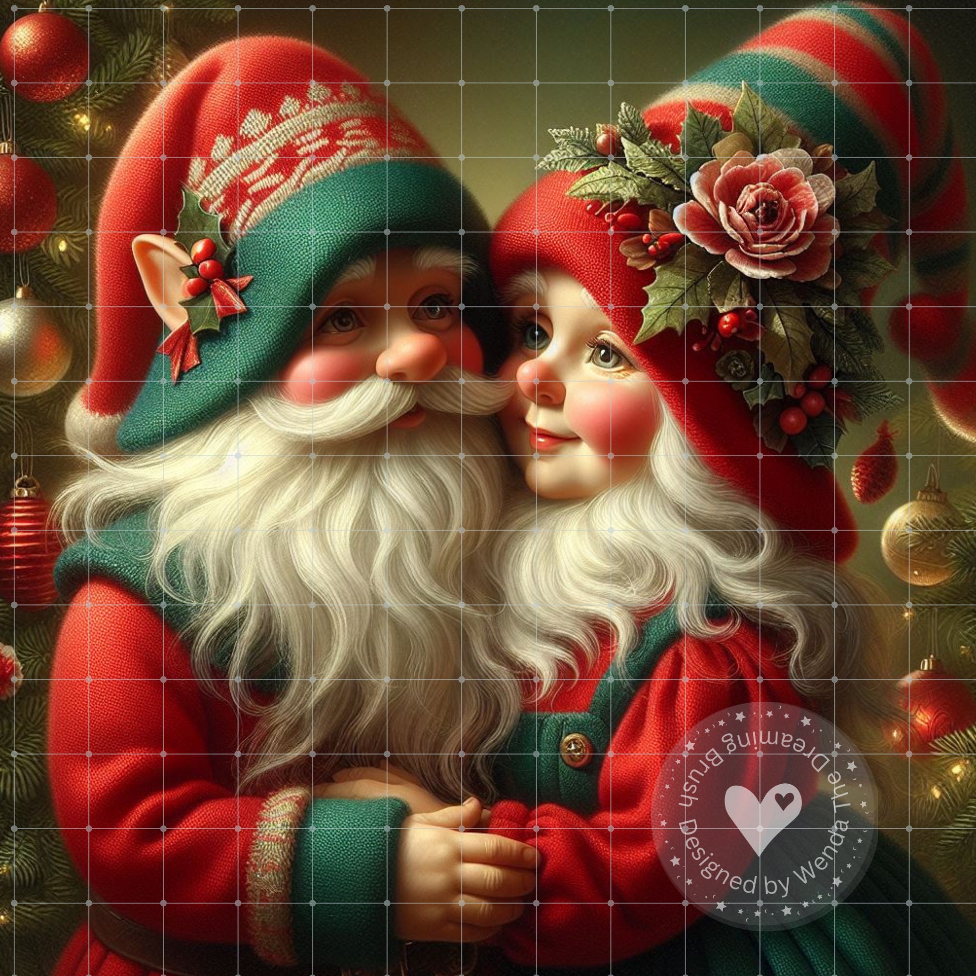 5 Christmas Gnomes Digital Downloads Classic Red & Green Christmas Wall ...