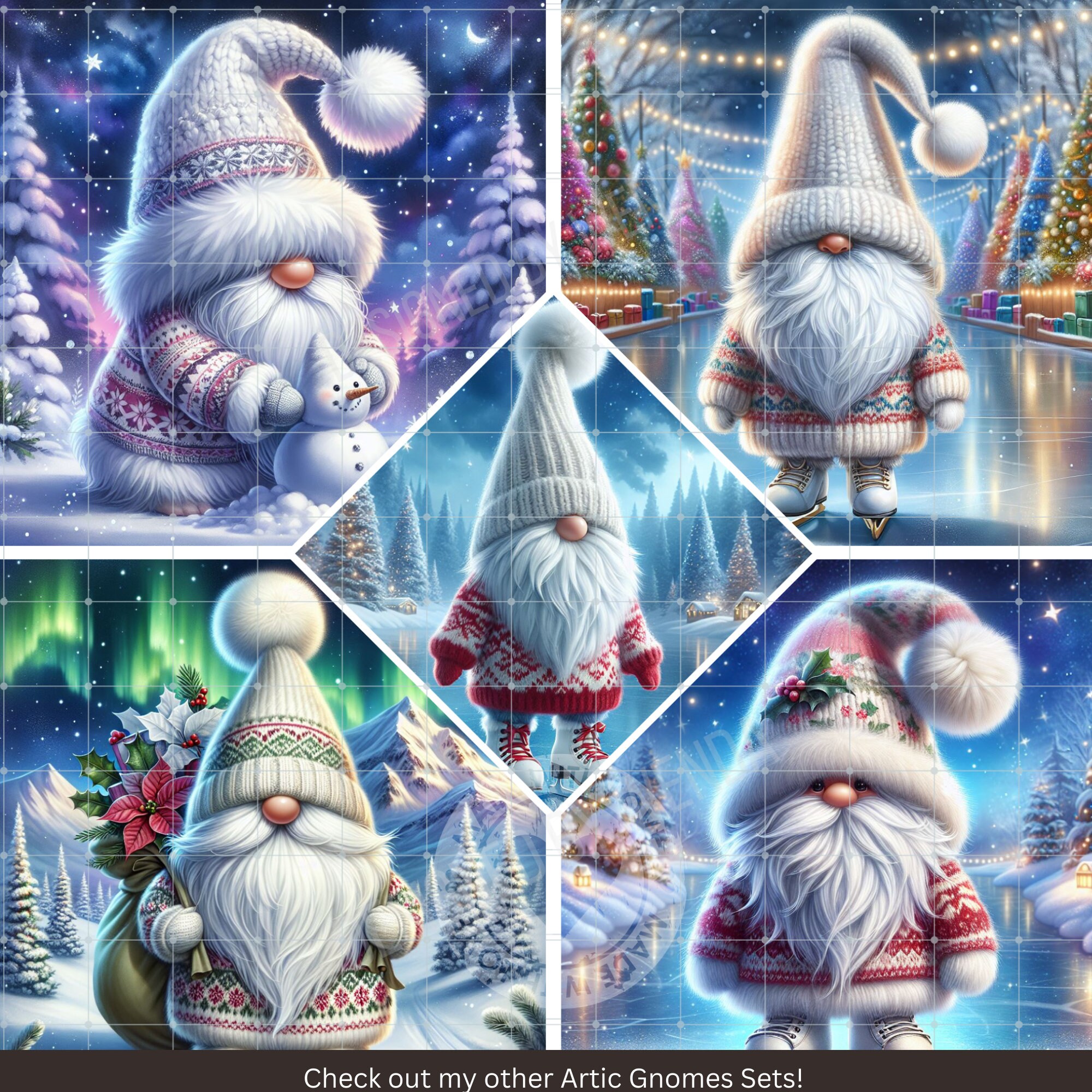 5 PRINTABLE Winter Garden Gnome Download Garden Gnome - Etsy