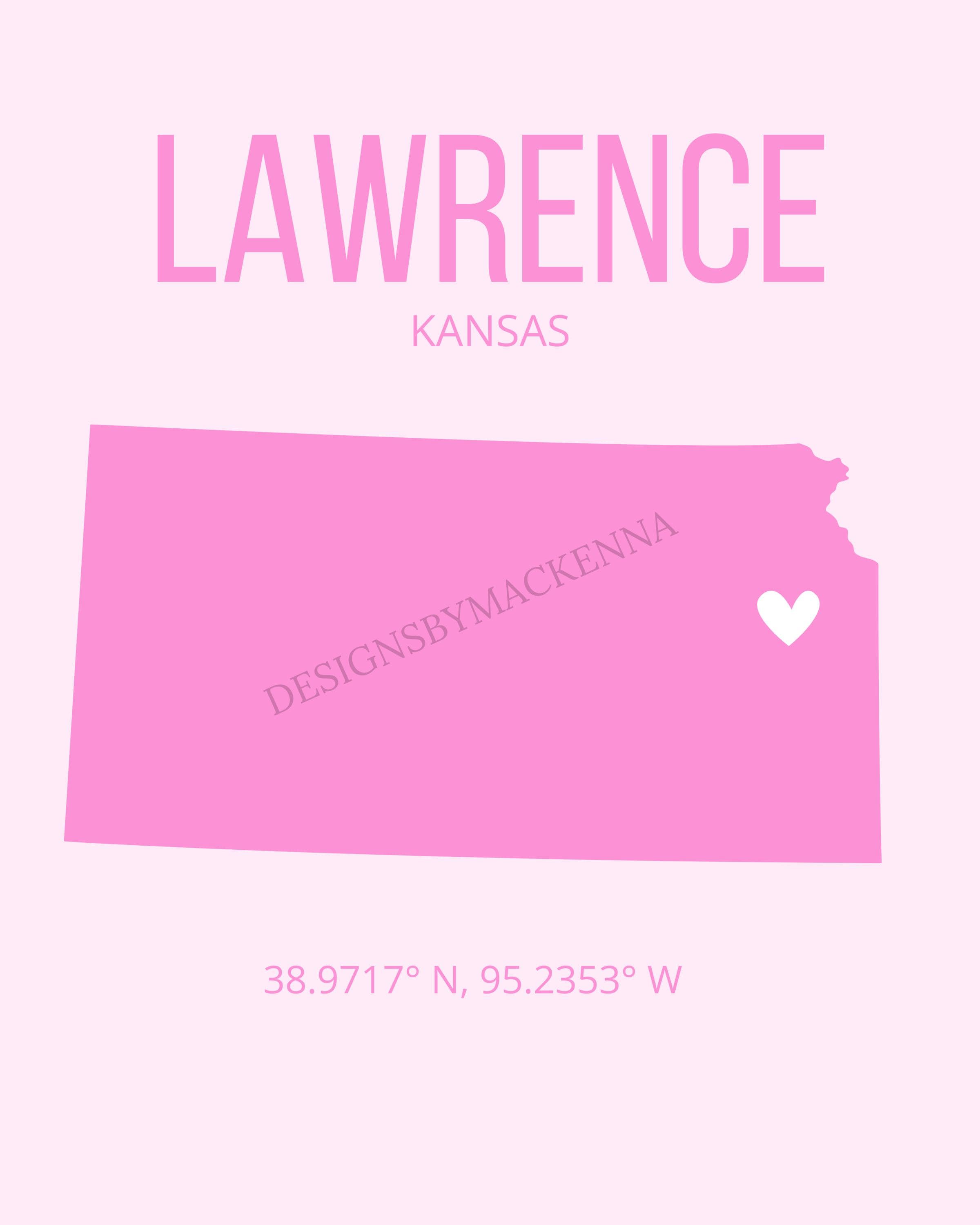 University of Kansas Pink Wall Art, Set of Six KU Prints - Etsy