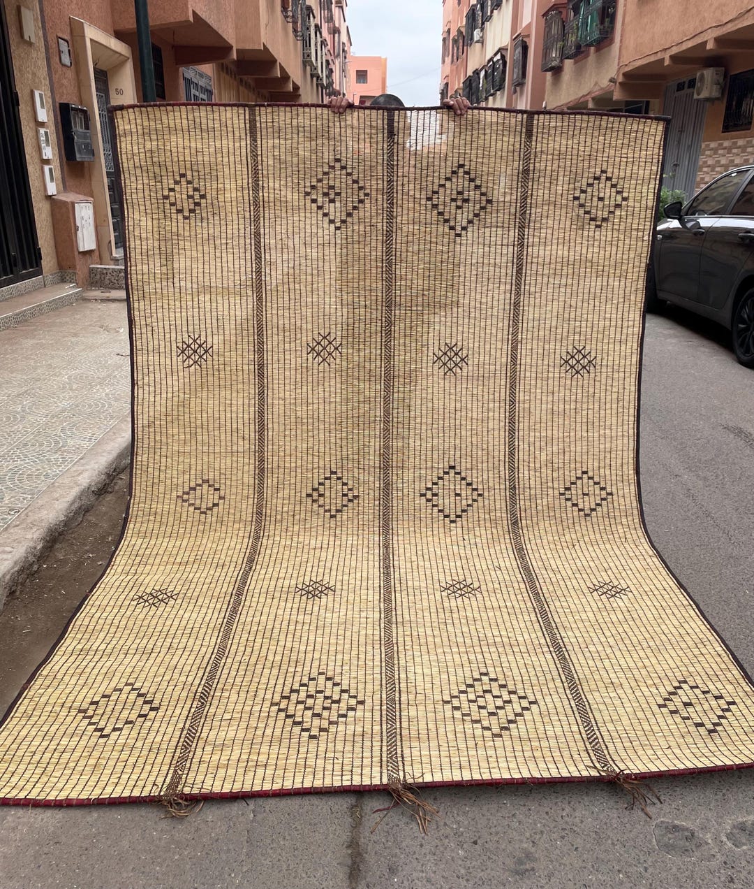 Handmade Tuareg Mat: African Leather and Reed Rug (10.8ft X 7ft) - Etsy