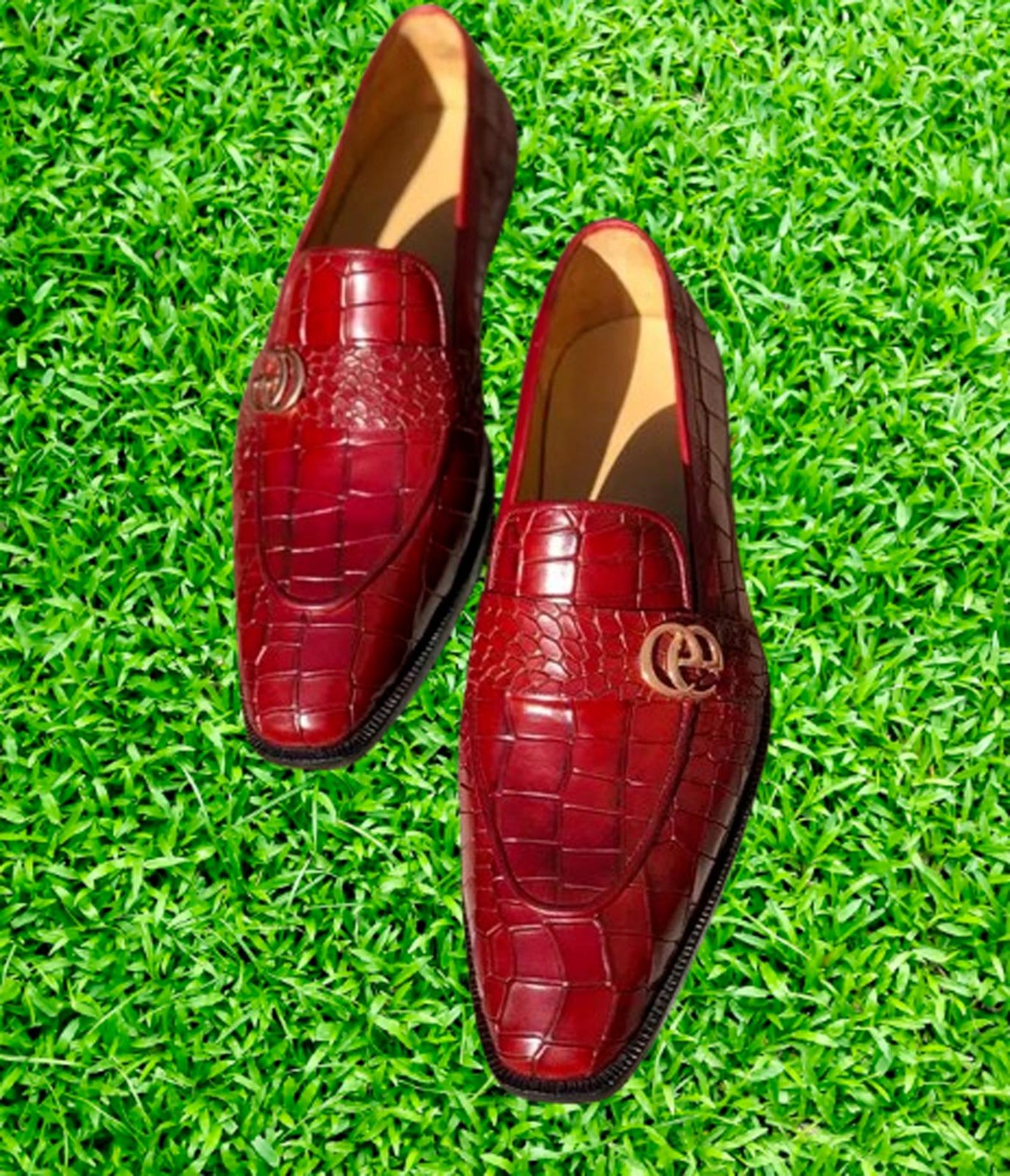 Croc Print Leather Moccasins: Custom Made Formal Dress Shoes - Etsy