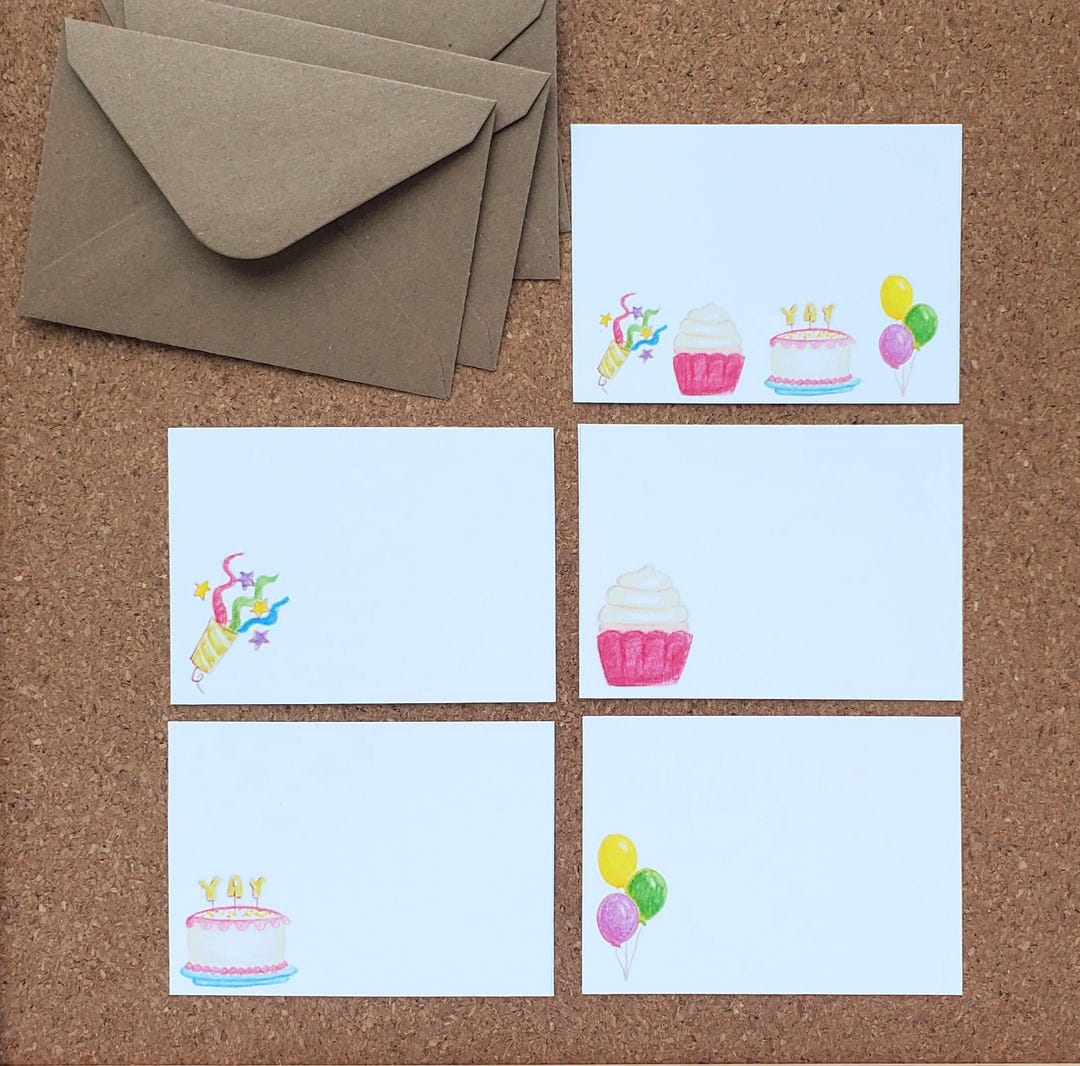 Mini Note Cards CELEBRATE Set | 5 Cute Mini Note Cards + 5 Envelopes ...