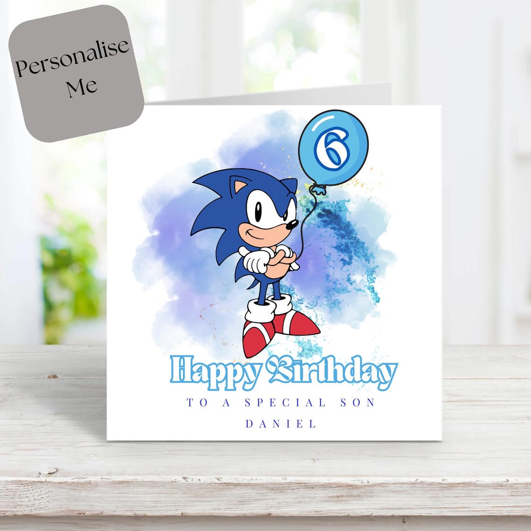 Sonic Birthday Card, Personalised Sonic, Happy Birthday Card, Son ...